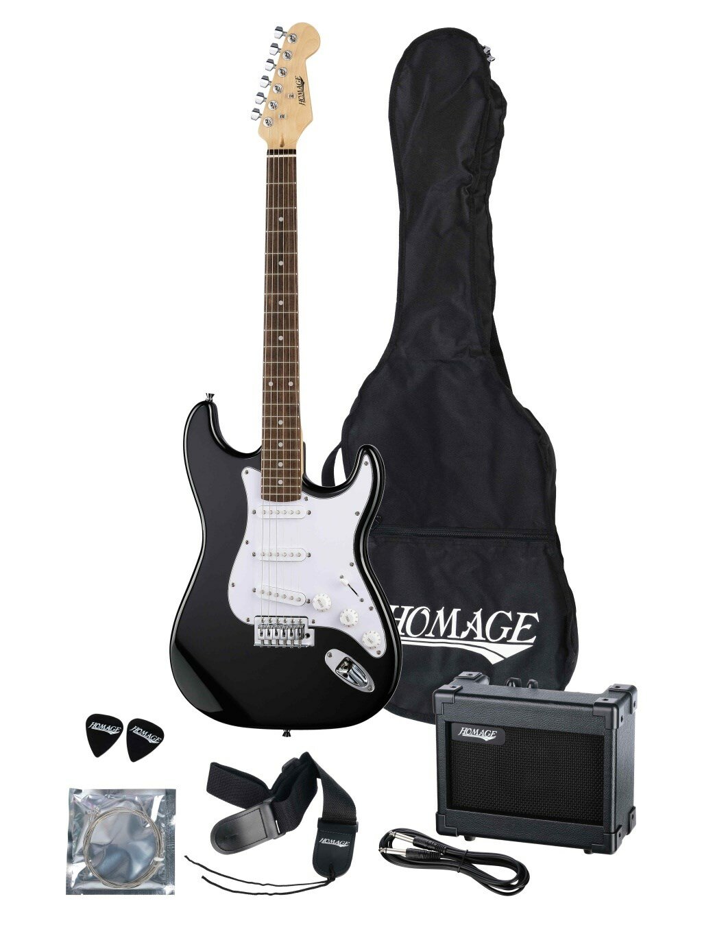 Homage SET-HEG310BK Комплект электрогитары, комбоусилителя, аксессуаров, черный