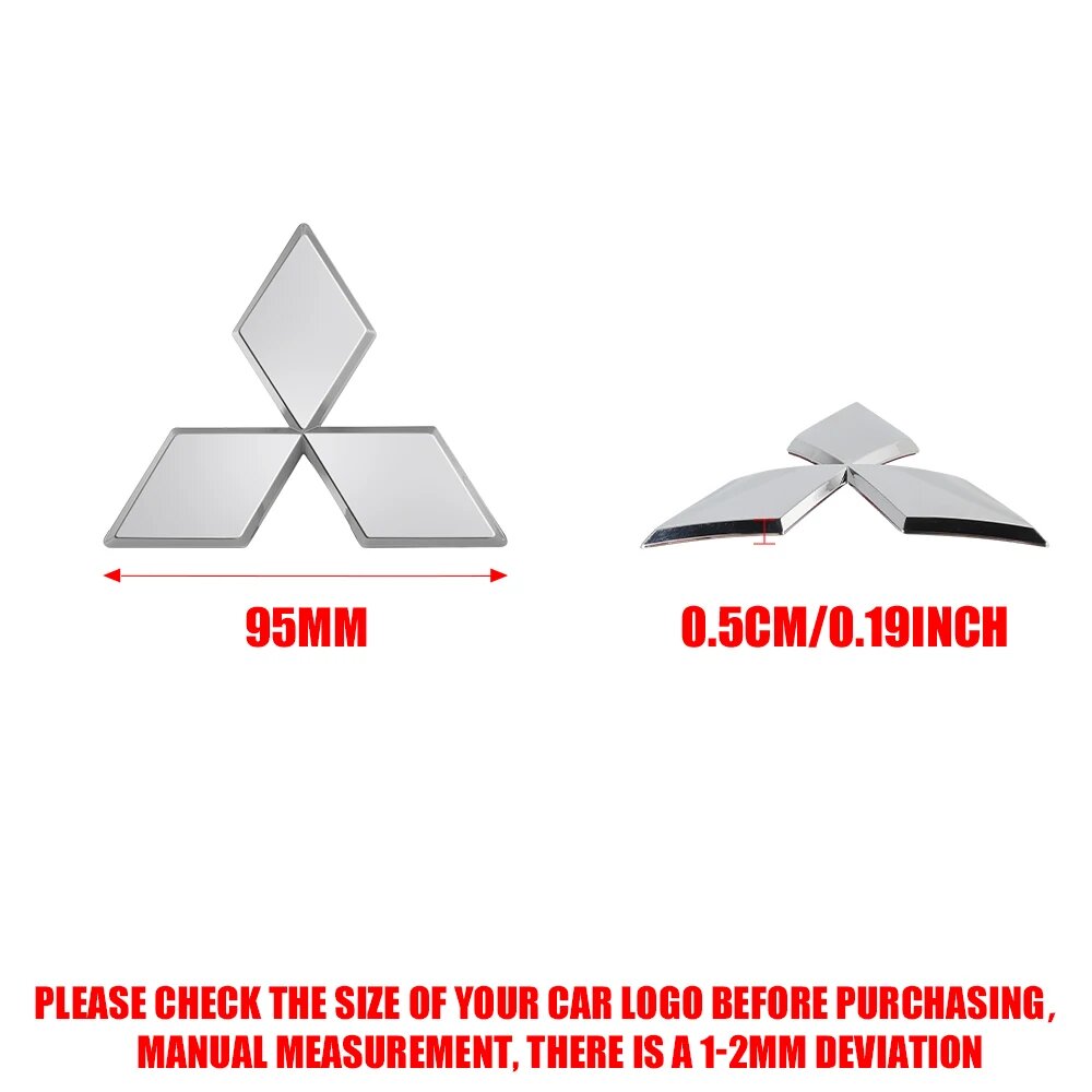 Передняя решетка автомобиля, эмблема, значок на задний багажник, наклейка для Mitsubishi 95mm silver