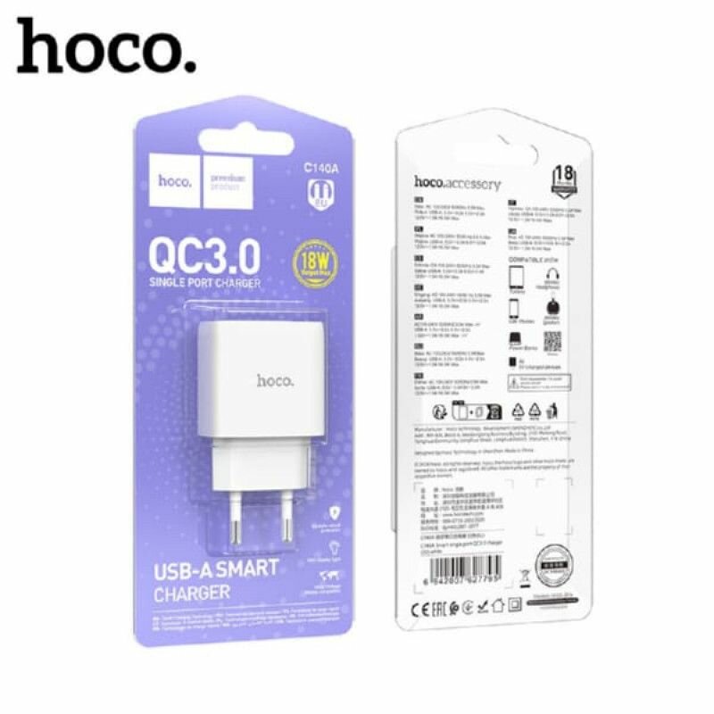 СЗУ-USB HOCO C140A QC3.0A 18W White 6942007627795
