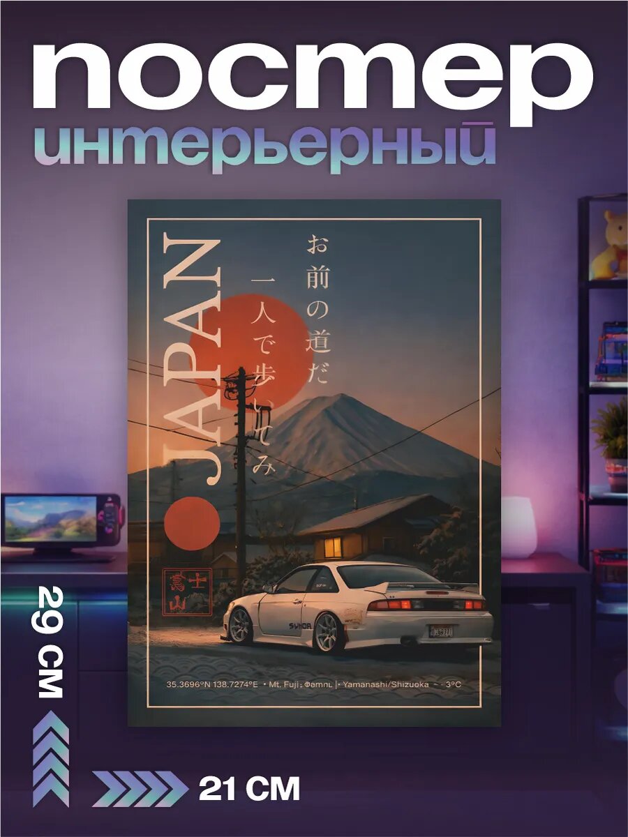 Постер на стену интерьерный японская эстетика авто JDM