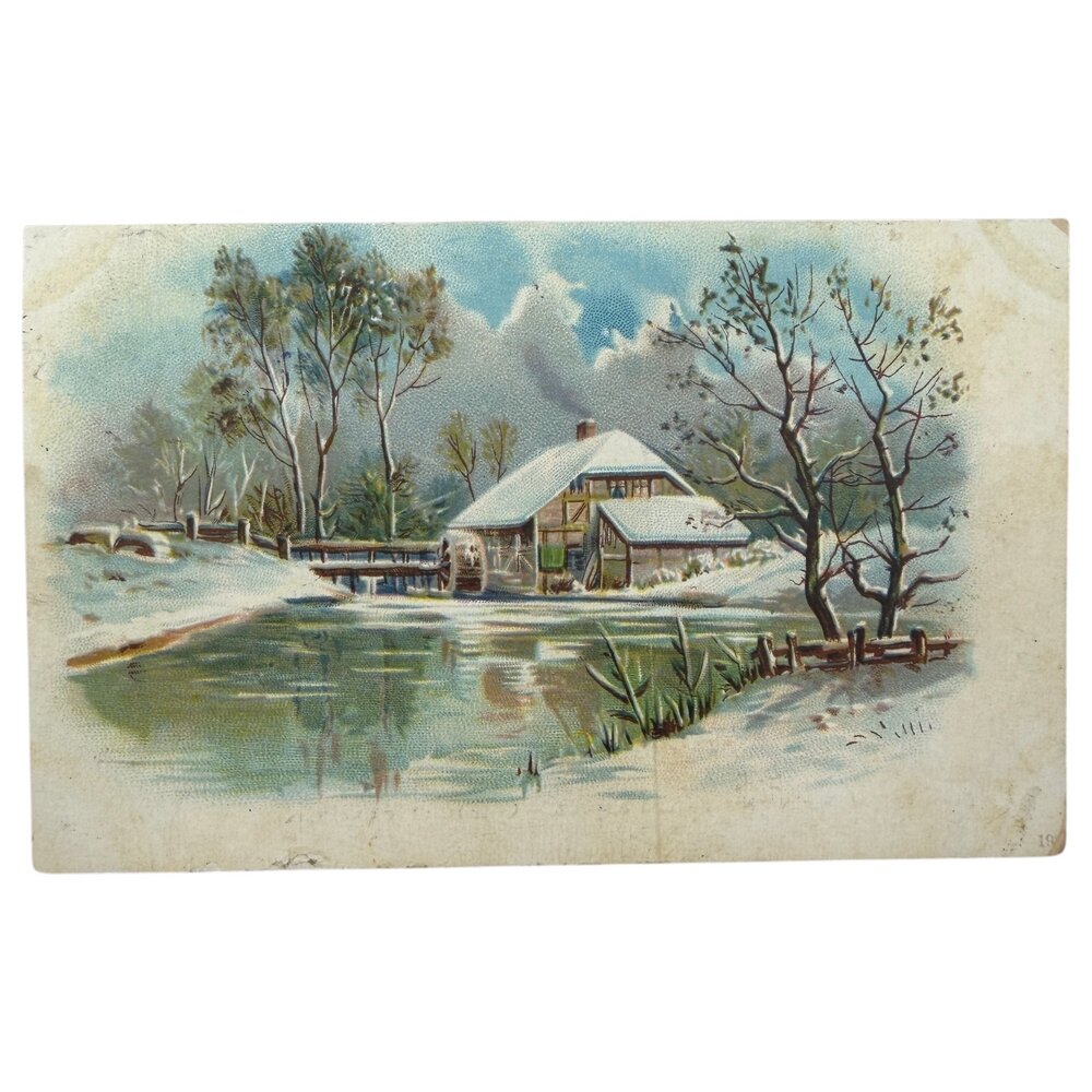 Почтовая открытка "Зимний уют у пруда" 1910-1915 гг. Германская Империя