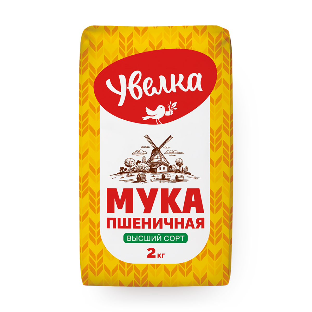 Мука Увелка, высший сорт, хлебопекарная, пшеничная, 2 кг, 1 упаковка