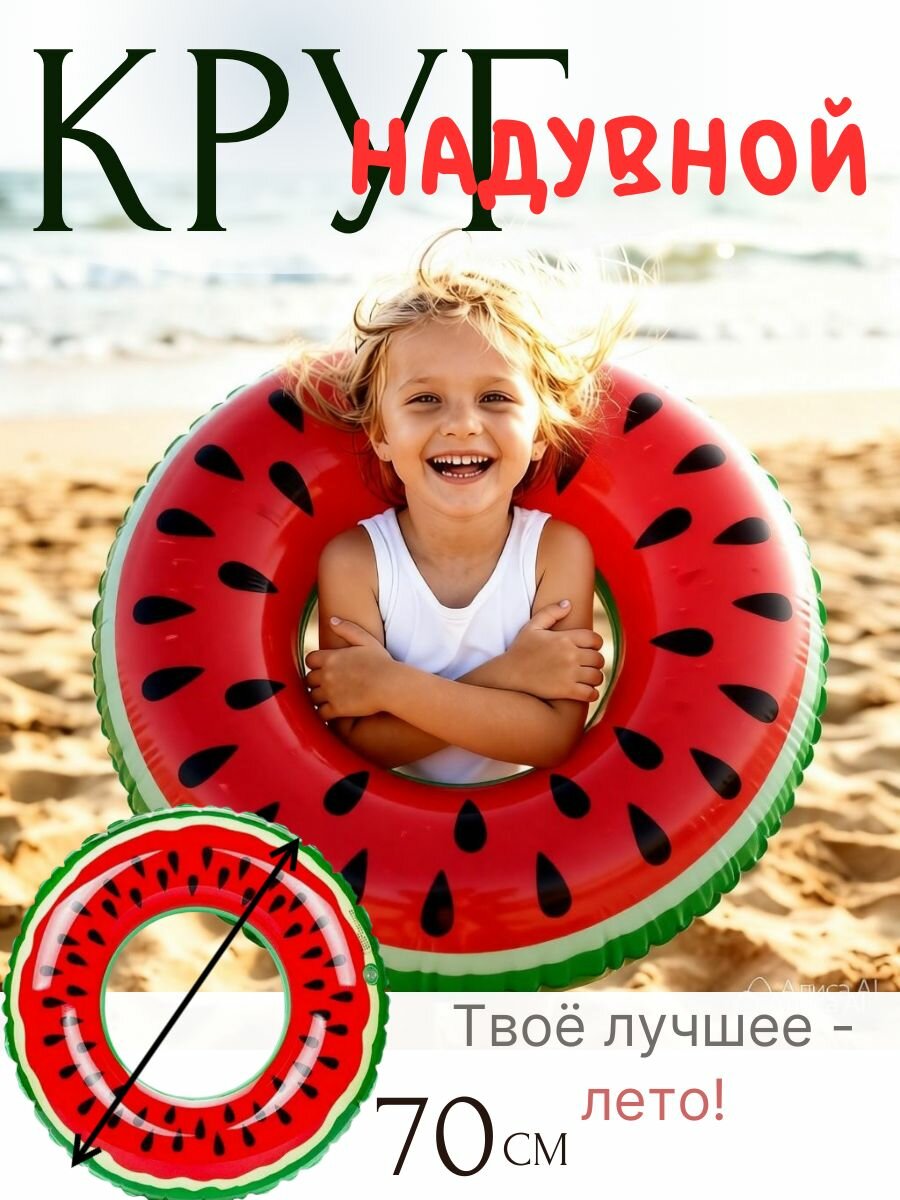 Детский надувной круг для плавания, яркий арбуз, 70 см
