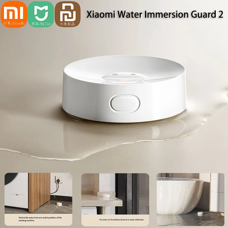 Датчик погружения в воду Xiaomi Smart Water Immersing Sensor 2 Bluetooth 5.2, детектор протечки воды, водонепроницаемый, дистанционное управление, работа, мульти-устройственное связывание — без батареи