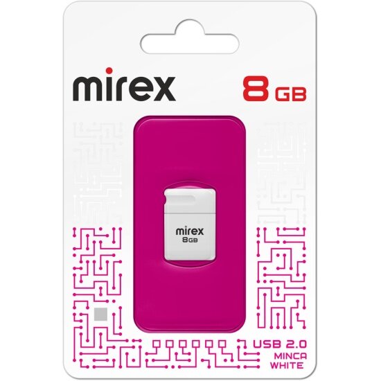 Флэш накопитель Mirex 8 Гб MINCA WHITE USB 2.0 (13600-FMUMIW08)