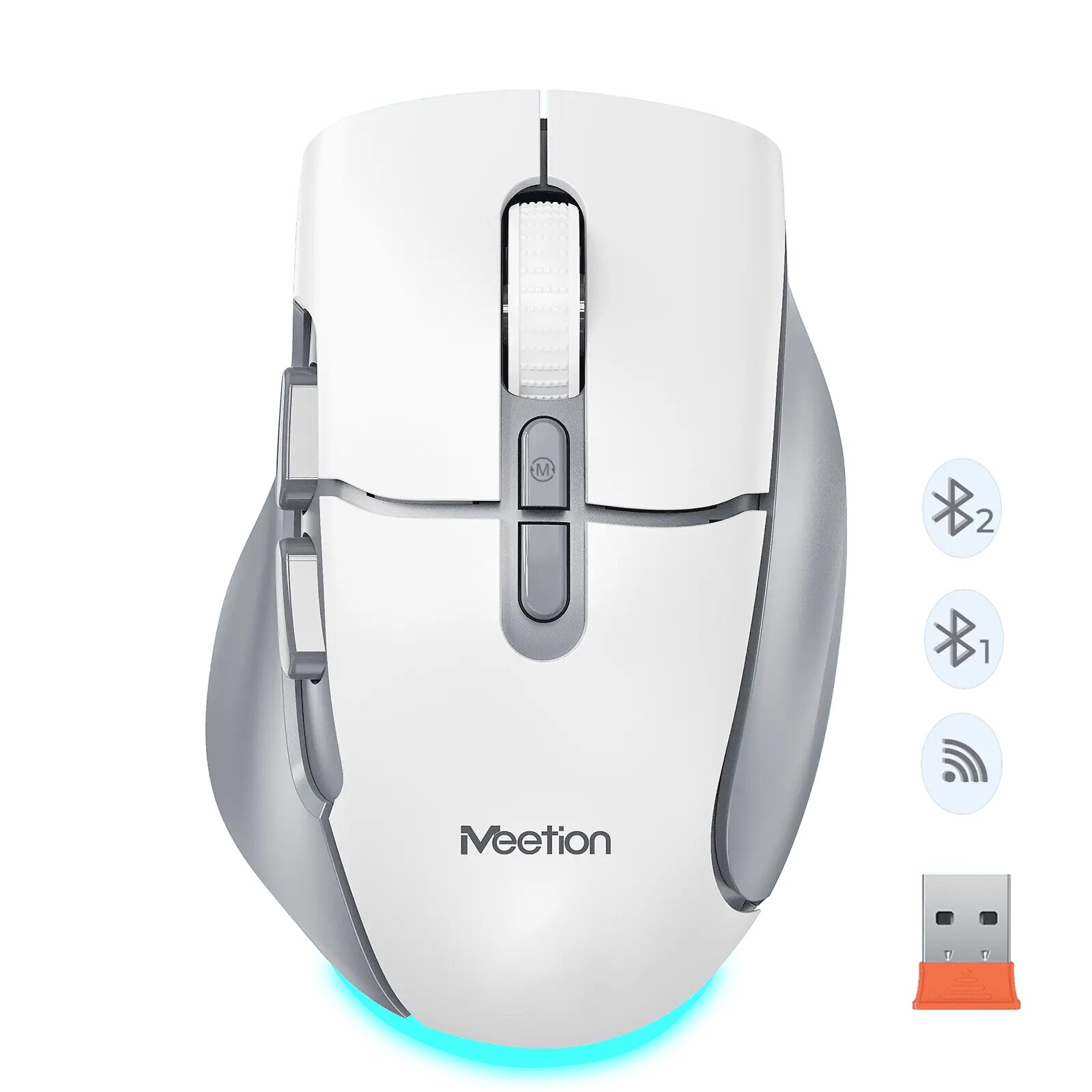Мышь Meetion , беспроводная, эргономичная, бесшумная, Bluetooth 2.4 G, подсветка, 105гр