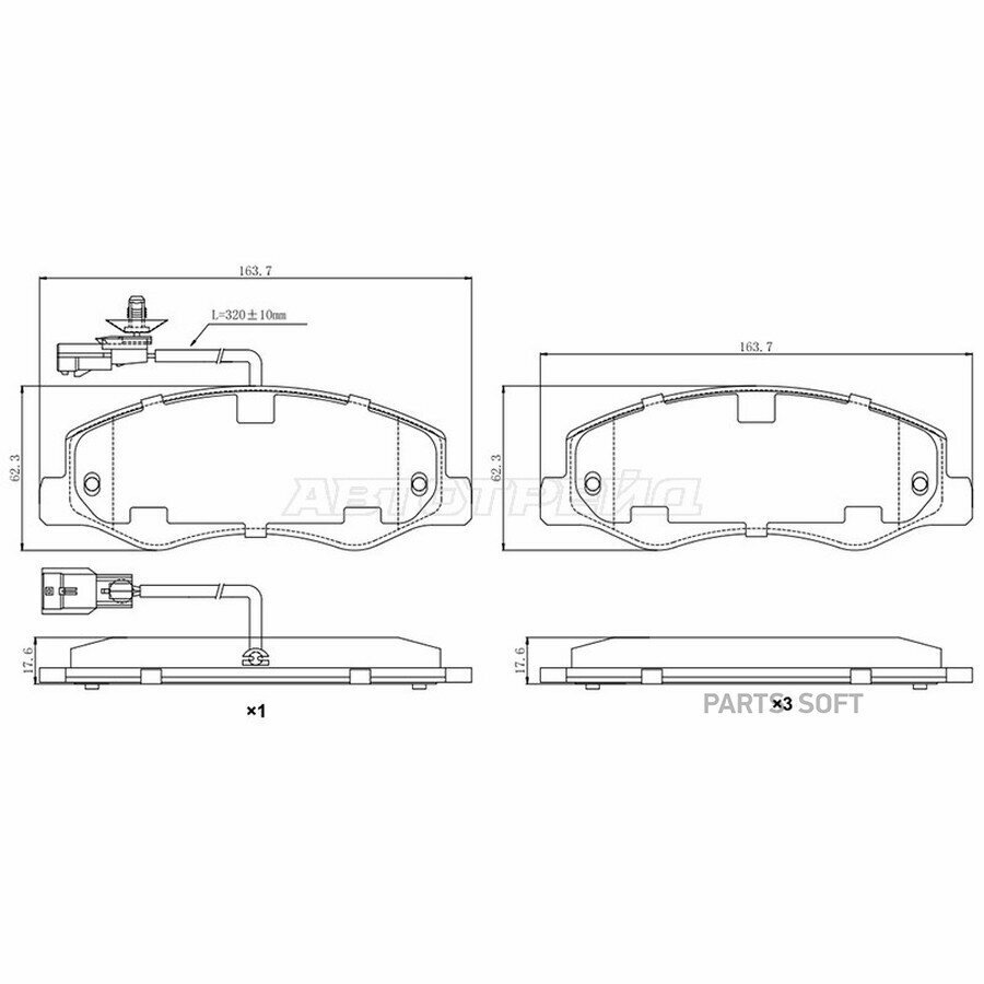 Колодки тормозные (Сзади) Opel Movano 10- / Renault Master 10- от официального дистрибьютора, SAT, артикул ST280047