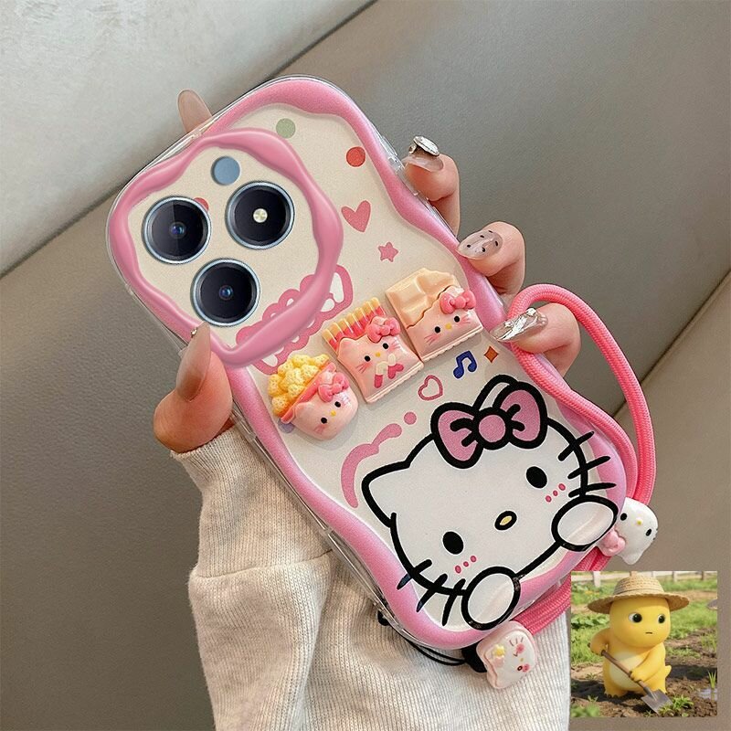 Чехол для телефона с мультяшным принтом Oppo C63/C61 4G, Realme Note 60, Narzo N63 / Реалми С61, милый девочек с браслетом