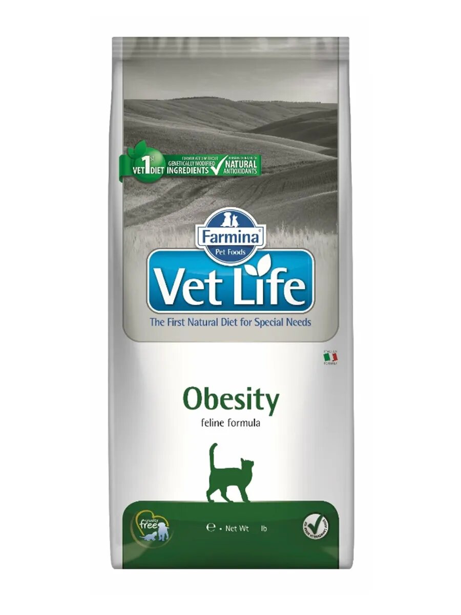 Сухой корм Farmina Vet Life Obesity (Фармина) для взрослых кошек снижение массы тела, 10 кг