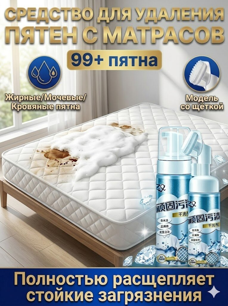 Очиститель URGENT для матрасов - спрей от пятен и грязи 200 мл | Быстрая очистка за 2 минуты