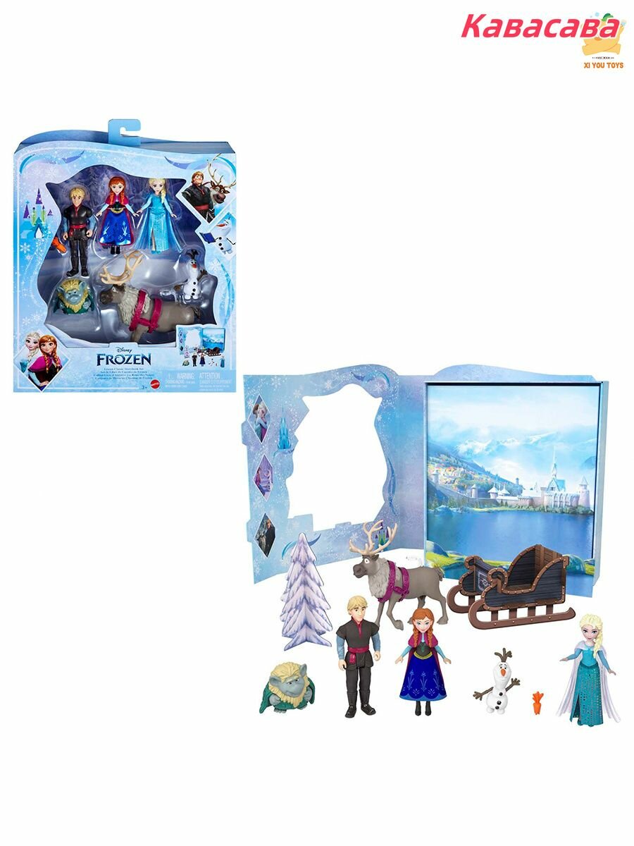 Mattel Frozen Classic Storybook Set HLX04 / Классический Набор Сказочных Персонажей Замороженный Дисней, Мини-куклы, Подходит Для Детей В Возрасте От 3 Лет И Старше.