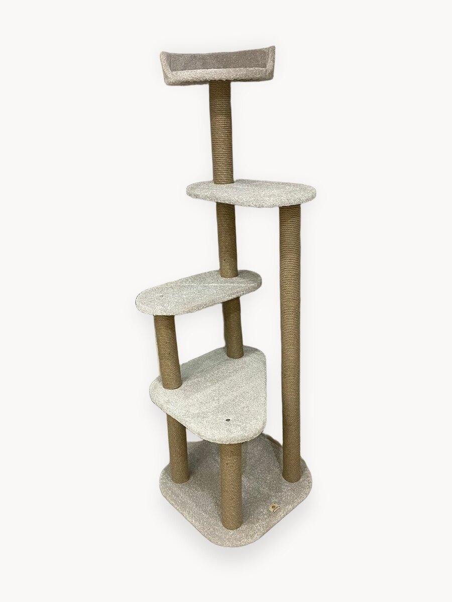Игровой комплекс для кошек, Моя Котя, "Достучаться до небес", светло-серый ковролин и джут