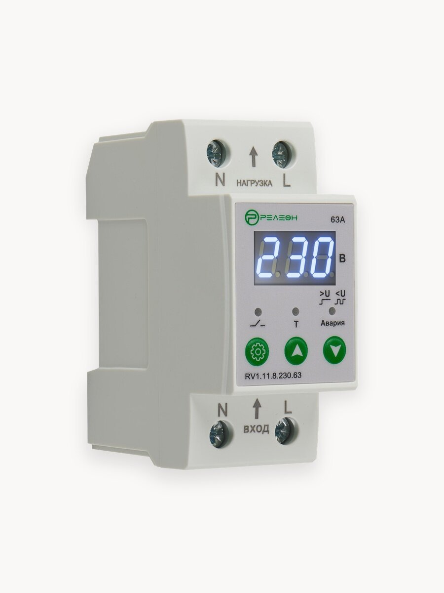 Реле контроля напряжения Релеон 1L (230В AC) 63А, релеон, RV1.11.8.230.63