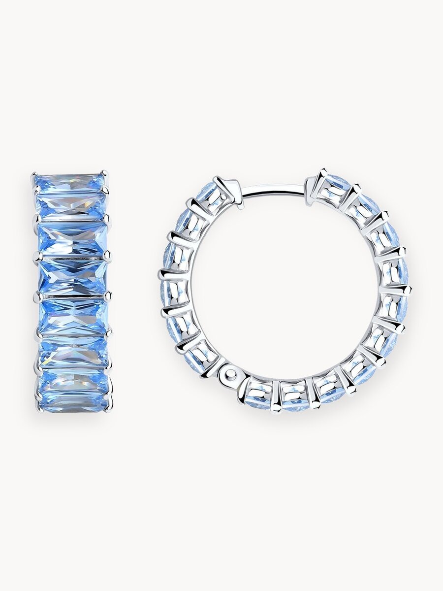 Серьги, серебро, 925 проба, родирование, фианит