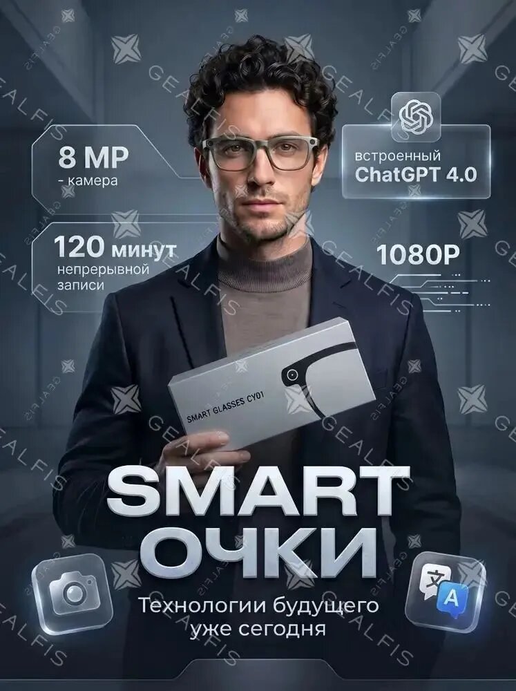 Умные смарт-очки, очки с камерой 1080P EIS-водонепроницаемый гаджет с ИИ, для спорта влогов и вождения