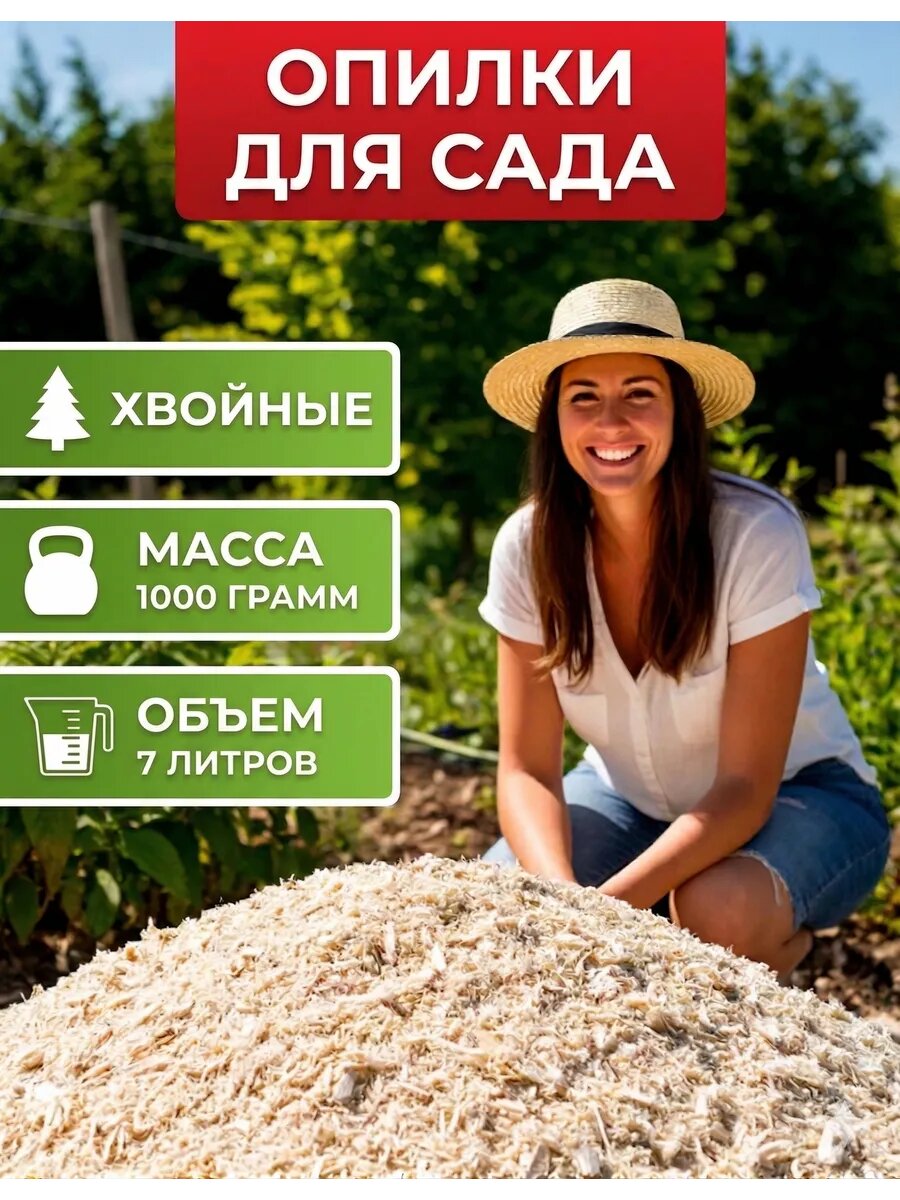 Опилки для сада хвойные мульча 1000гр