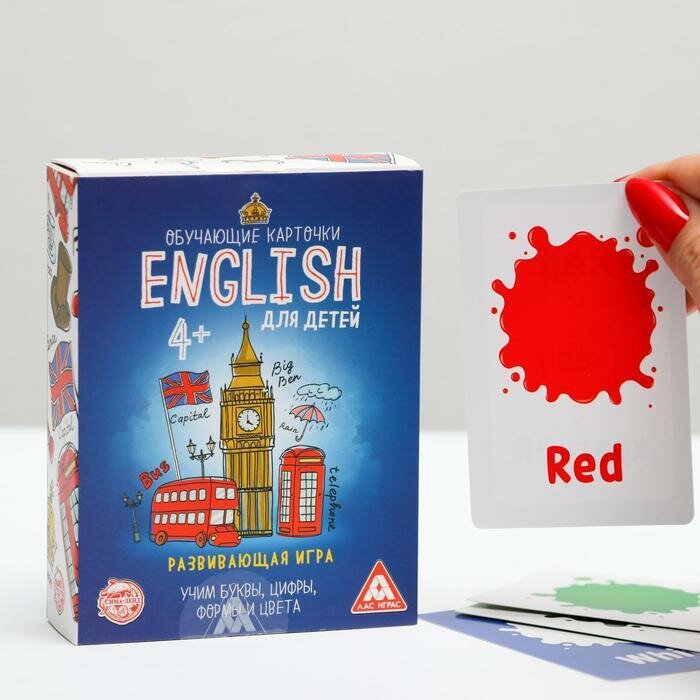 Настольная развивающая игра "English для детей", 70 карт