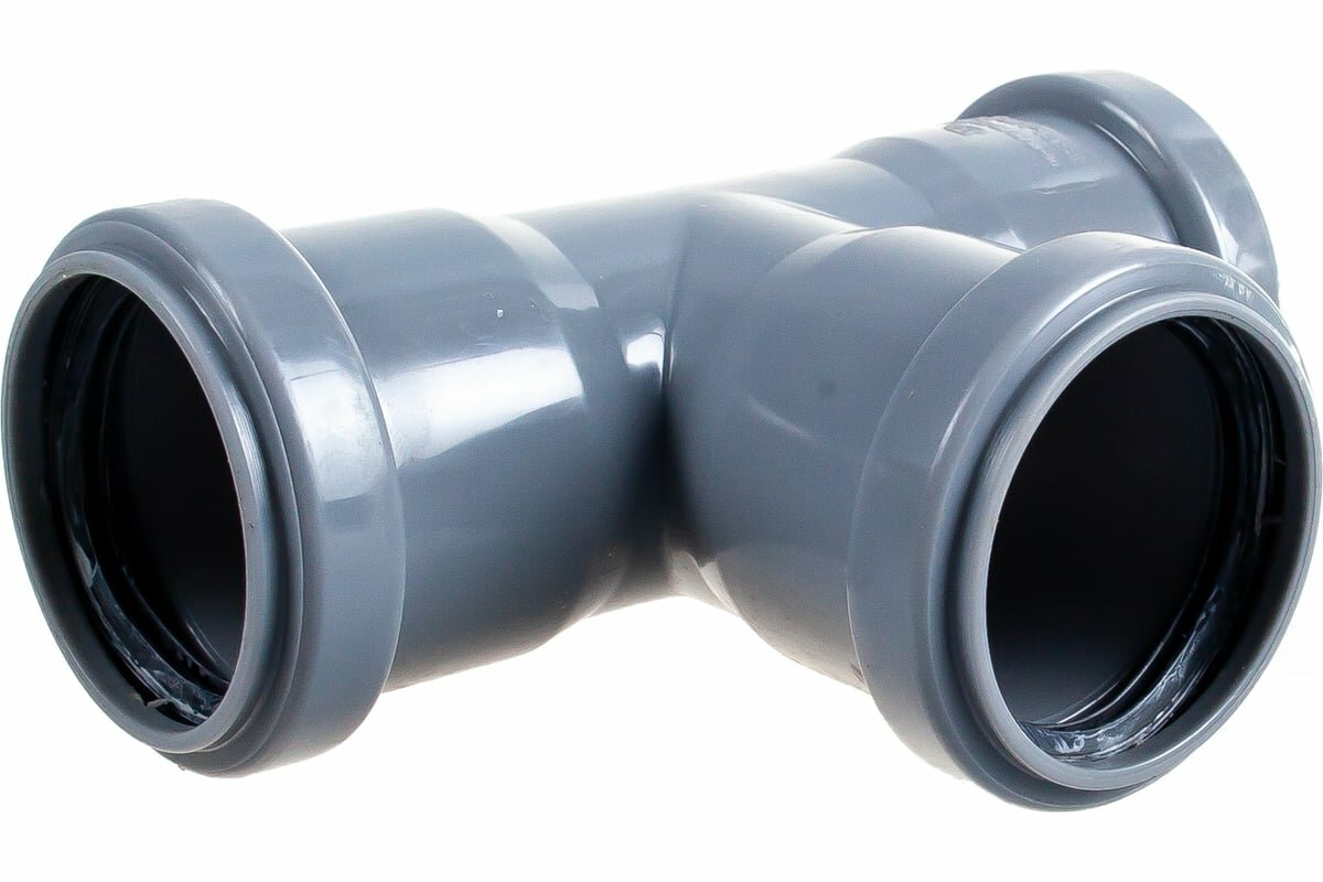 RTP Трёхраструбный канализационный тройник D 50х50 мм, 90°, серый, для труб ПВХ