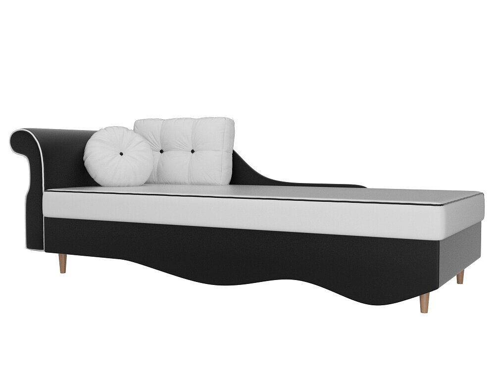 Прямой диван тахта Лорд Бело-Черный Экокожа, 225х85х84 см, с ящиком для белья