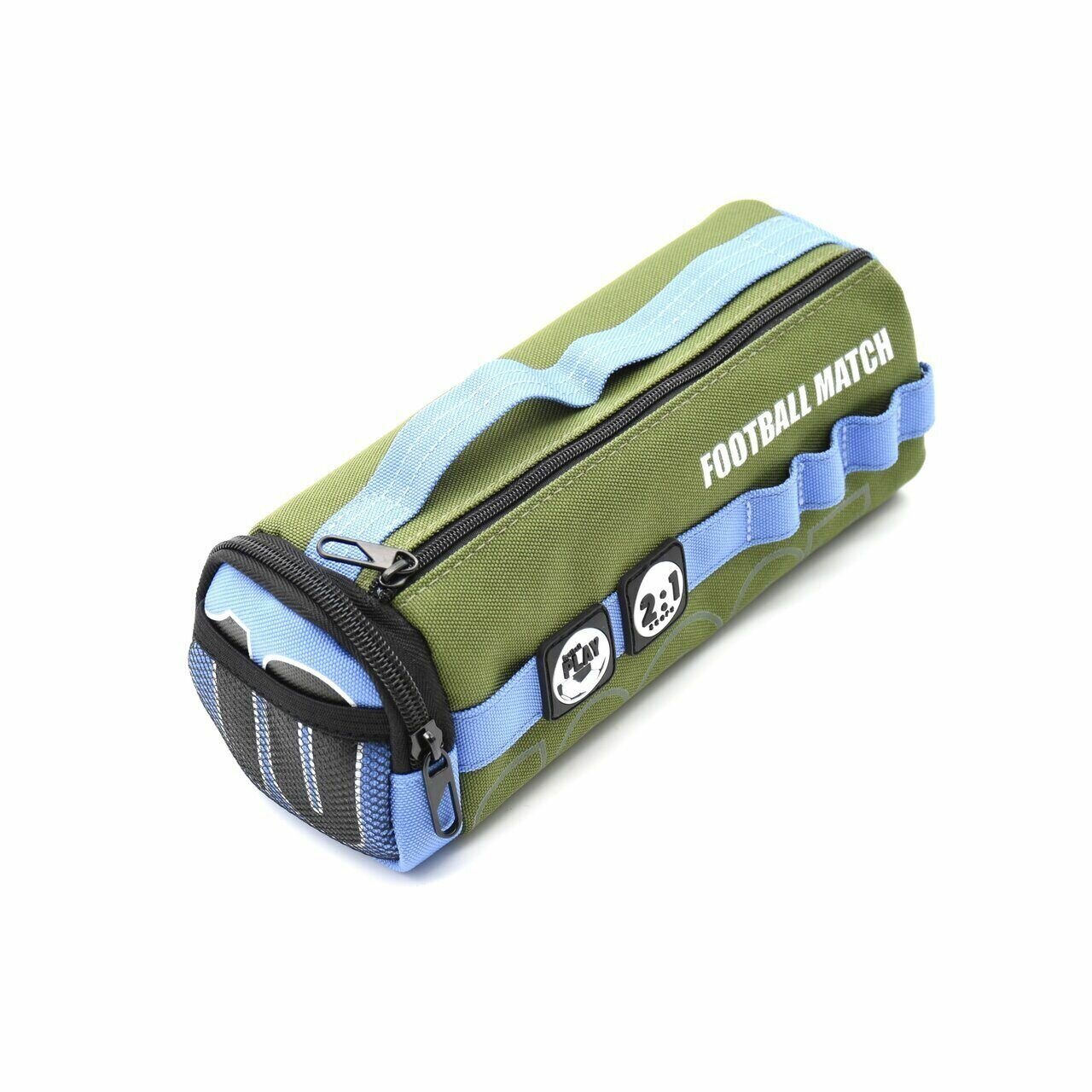 Пенал-косметичка 1отделение + наружный карман "Football" с ручкой, темно-зеленый