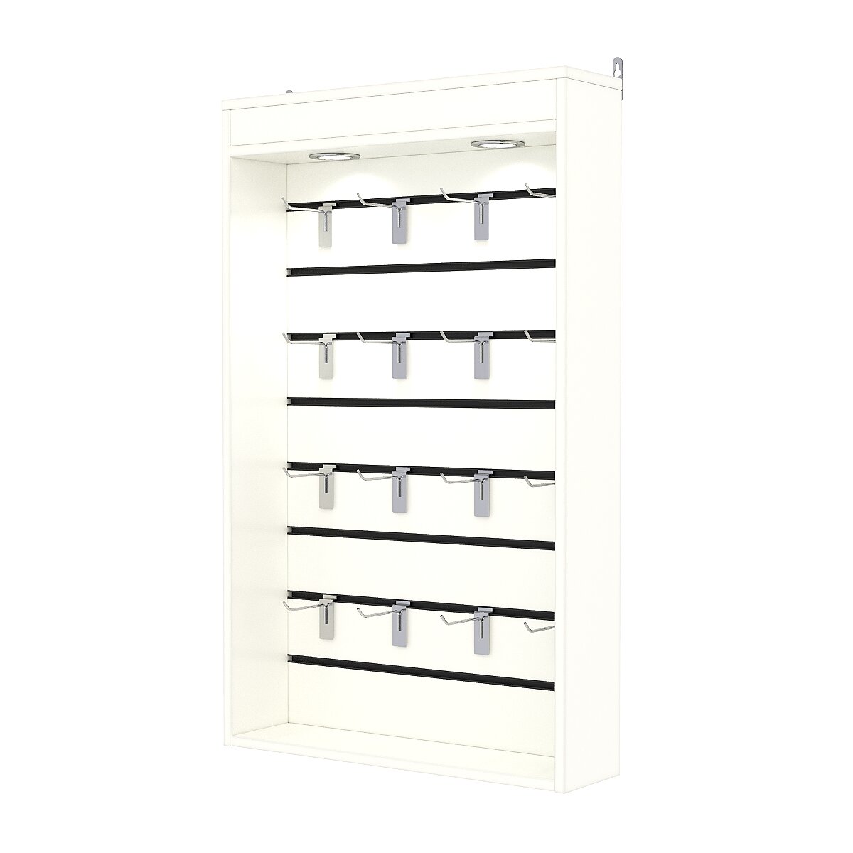 Витрина настенная №2-2В с экономпанелью, без полок, с подсветкой, Белый