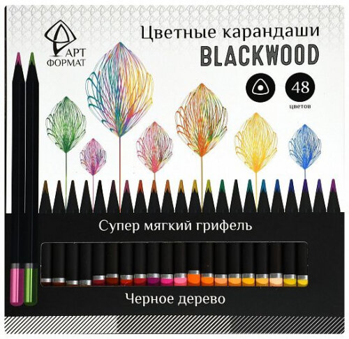 Набор цветных карандашей Артформат Blackwood 48 цв. трехгран. корп. дерев. карт. уп. супермягкий грифель