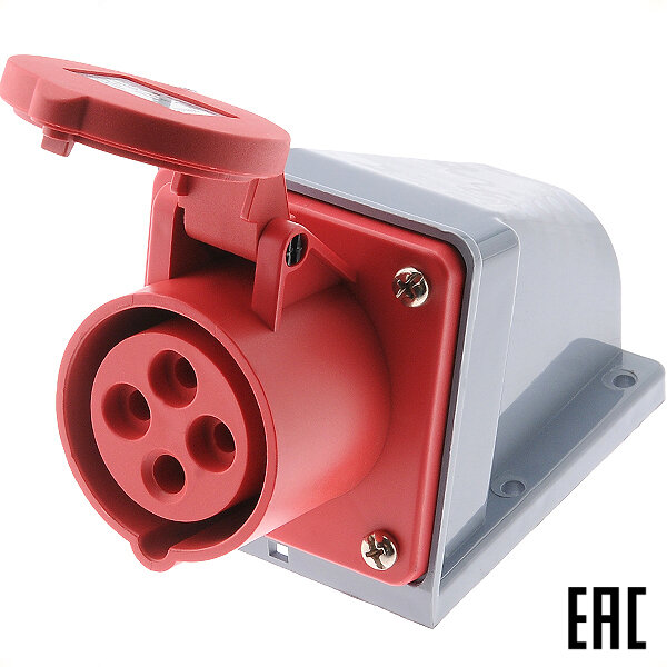Розетка стационарная РС-103 26192DEK 16А 380В 3P+PE IP44 CEE114-6 DEKraft