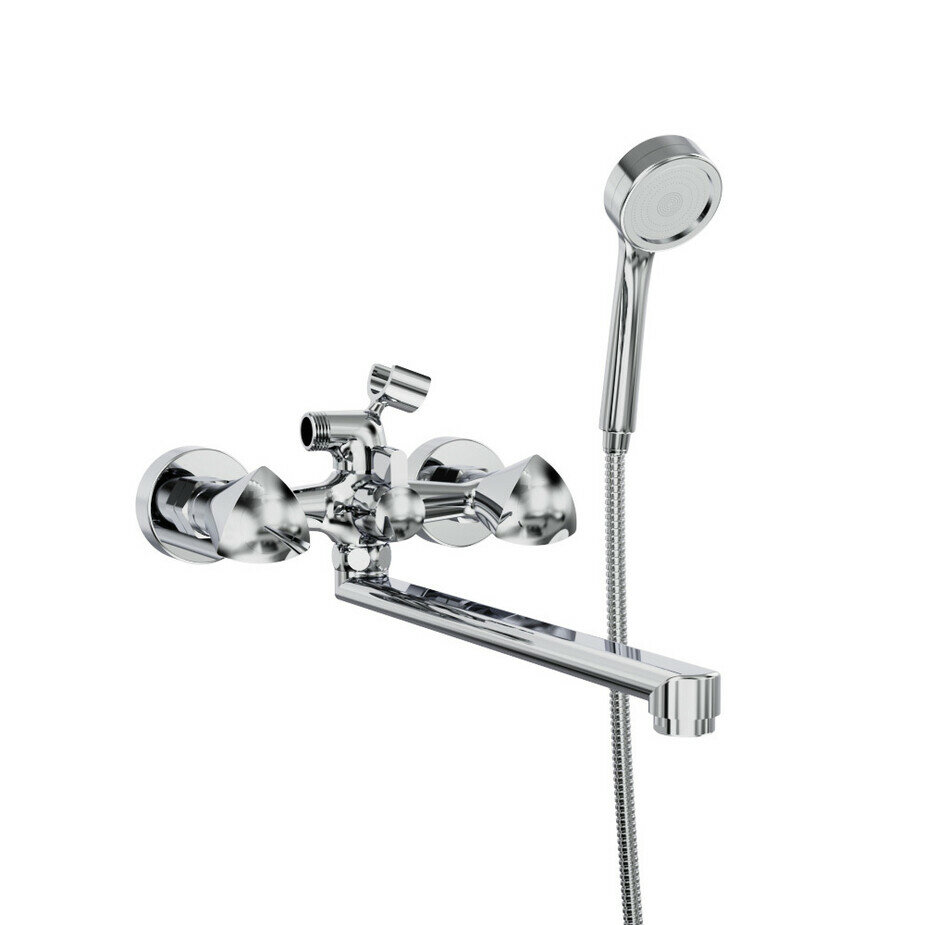 Смеситель для ванны Tokito Edo хром двухвентильный с длинным изливом с лейкой (TOK-EDO-1015)