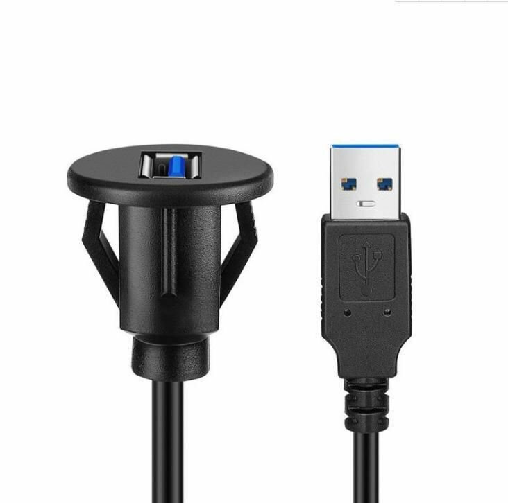 1-портовый встраиваемый удлинитель USB 3.0 круглый на защёлках 1m