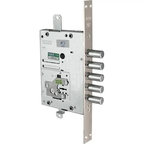 Замок Mottura (Моттура) врезной сувальдный 52. J525M-S MyKey (левый) ключ 60 мм без накл. никель