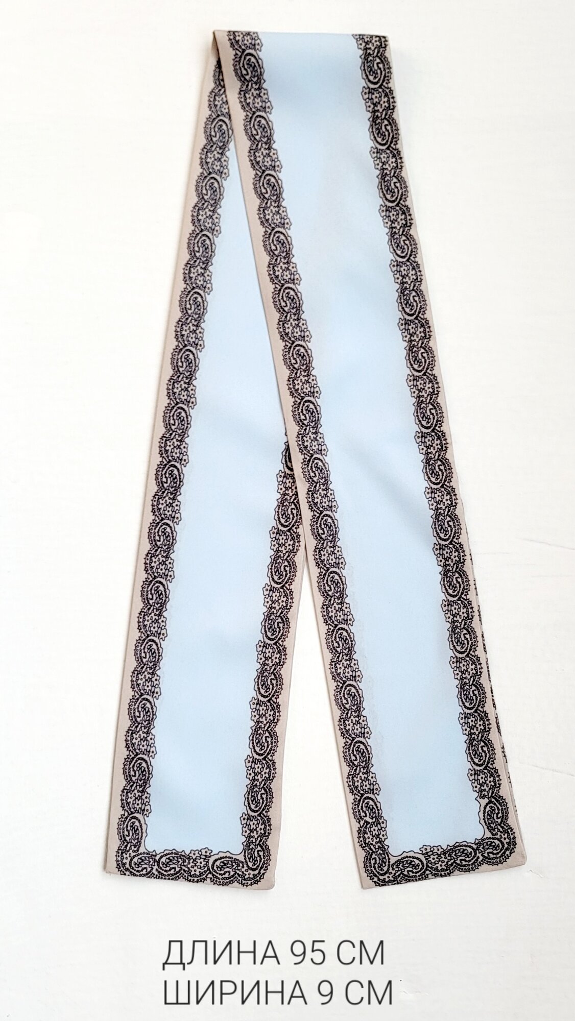 Повязка-лента VERBA "Твилли", из искусственного шелка, однотонная, декоративная, голубая