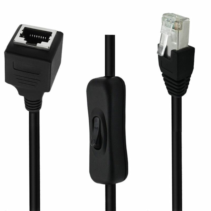 Удлинительный кабель RJ45 Ethernet CAT6e, удлинитель сети с разъемом папа-мама переключателями включения и выключения для Cat6/Cat5e