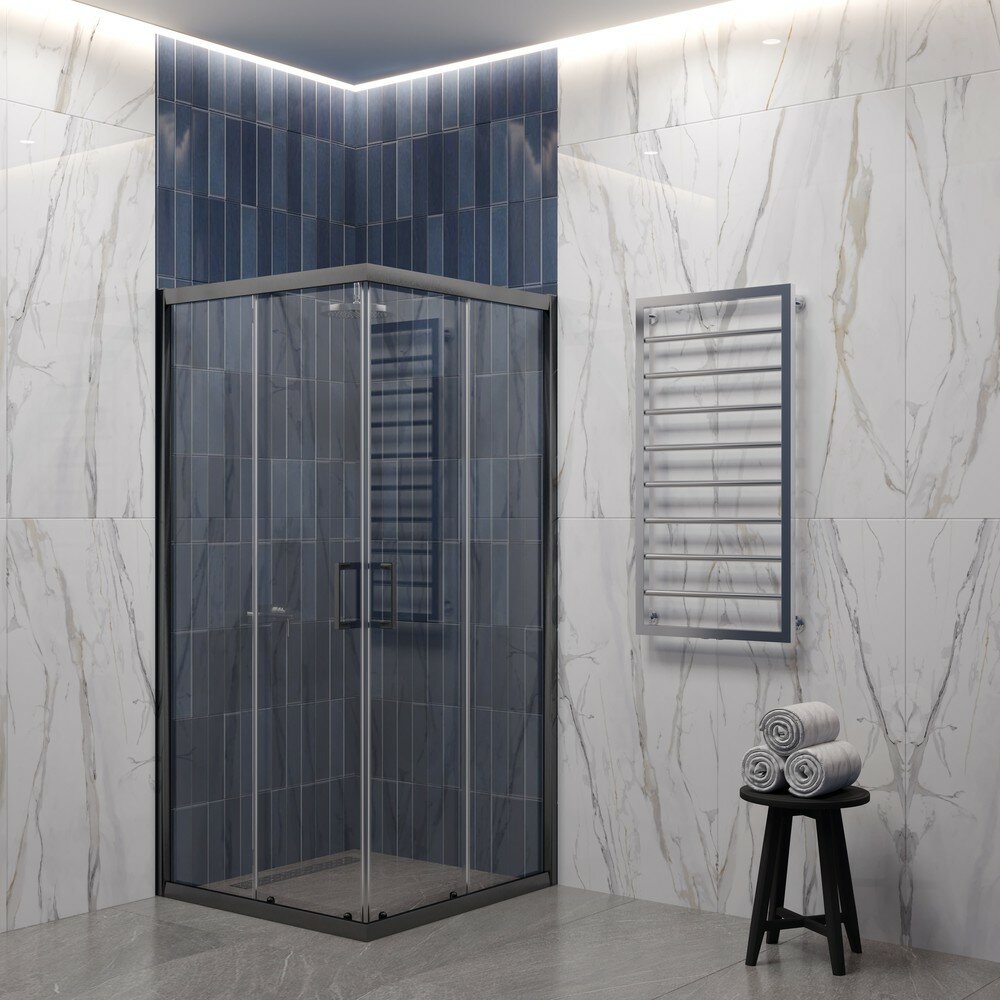 Душевое ограждение квадрат EVA GOLD EG3G 90х90 профиль Оружейная Сталь, прозрачное стекло