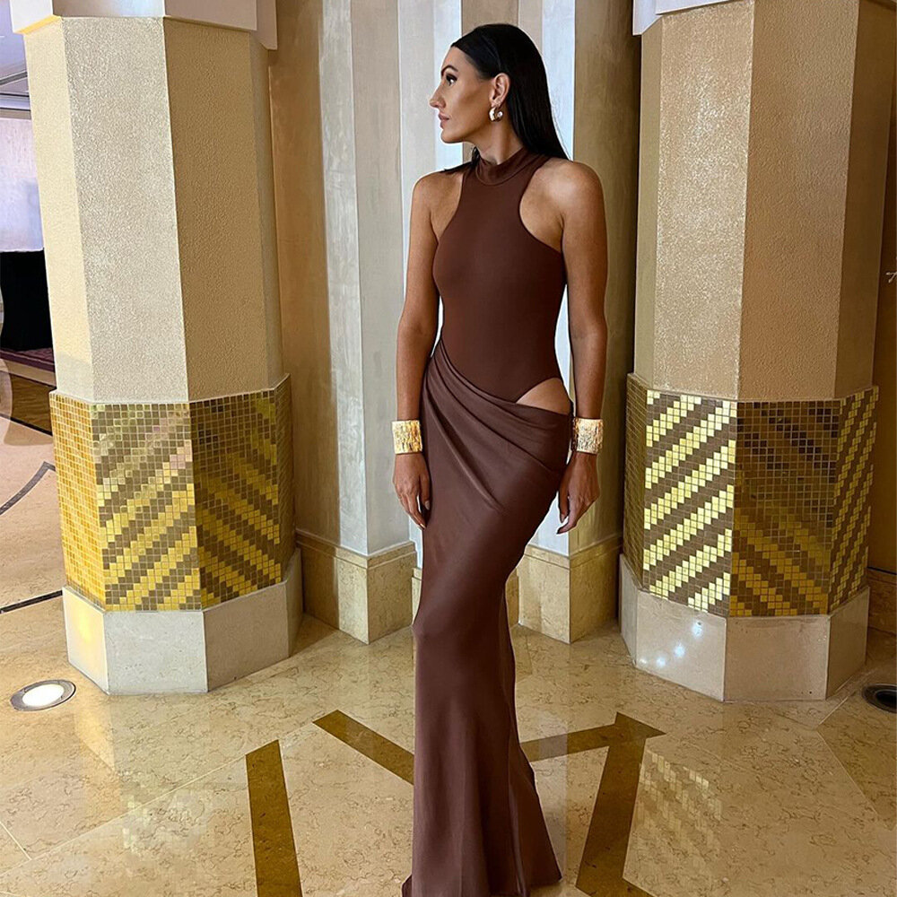 Платье женское Amazon cross-border, кофейно-серое, размер XS