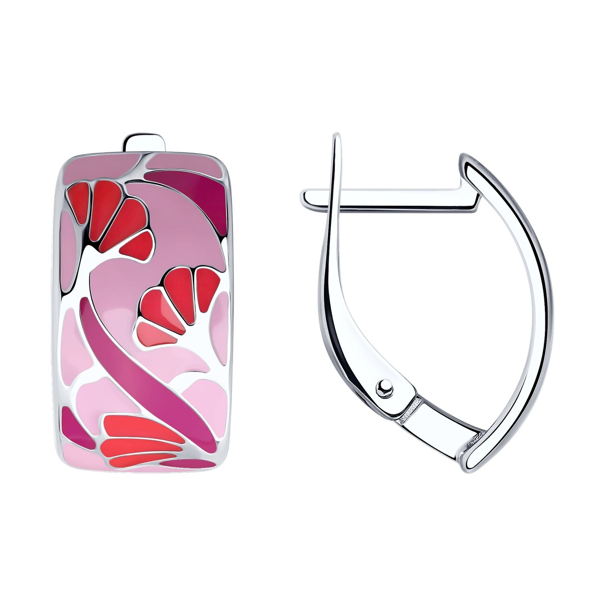 Серьги, серебро, 925 проба, родирование, эмаль