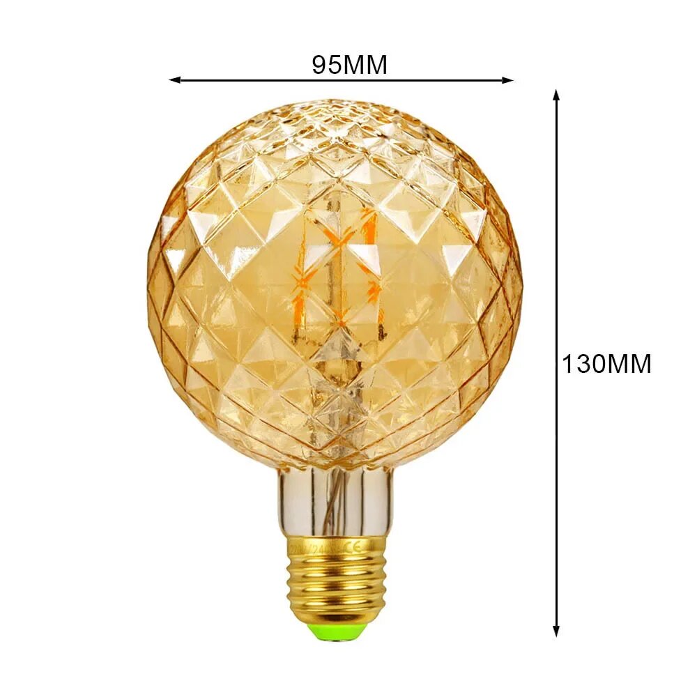 Светодиодная лампа E27 G95 янтарного цвета 4Вт gold, 220-240V