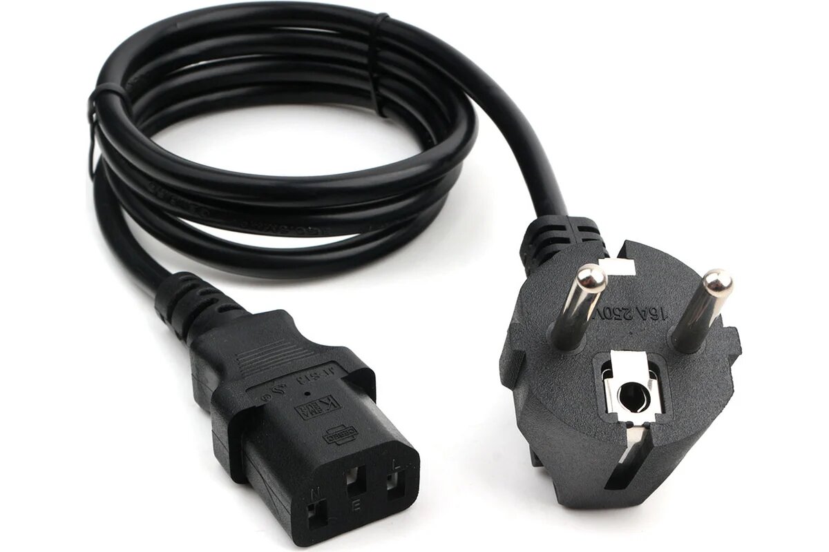 Cablexpert Schuko-C13 кабель питания 6А черный с заземлением 1м PC-186-1M для ПК