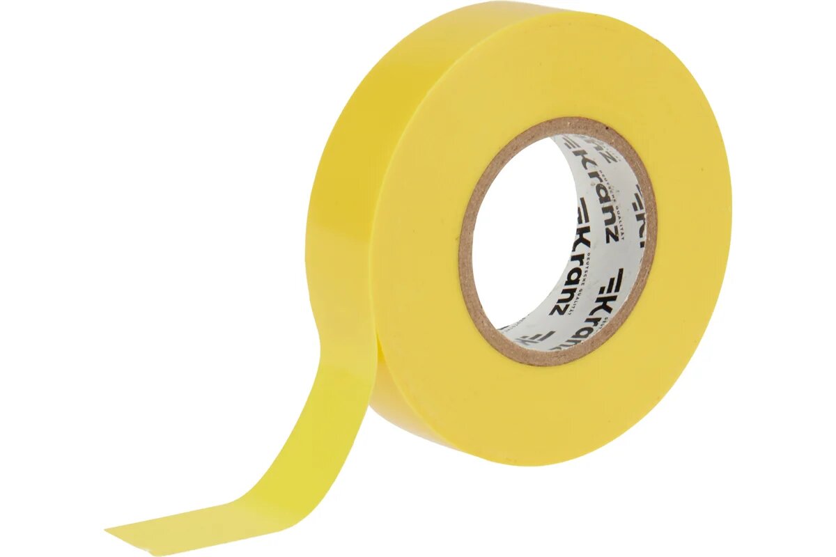 KRANZ ПВХ изолента 0,18х19 мм, 20 м, желтая KR-09-2802 - надежная изоляция