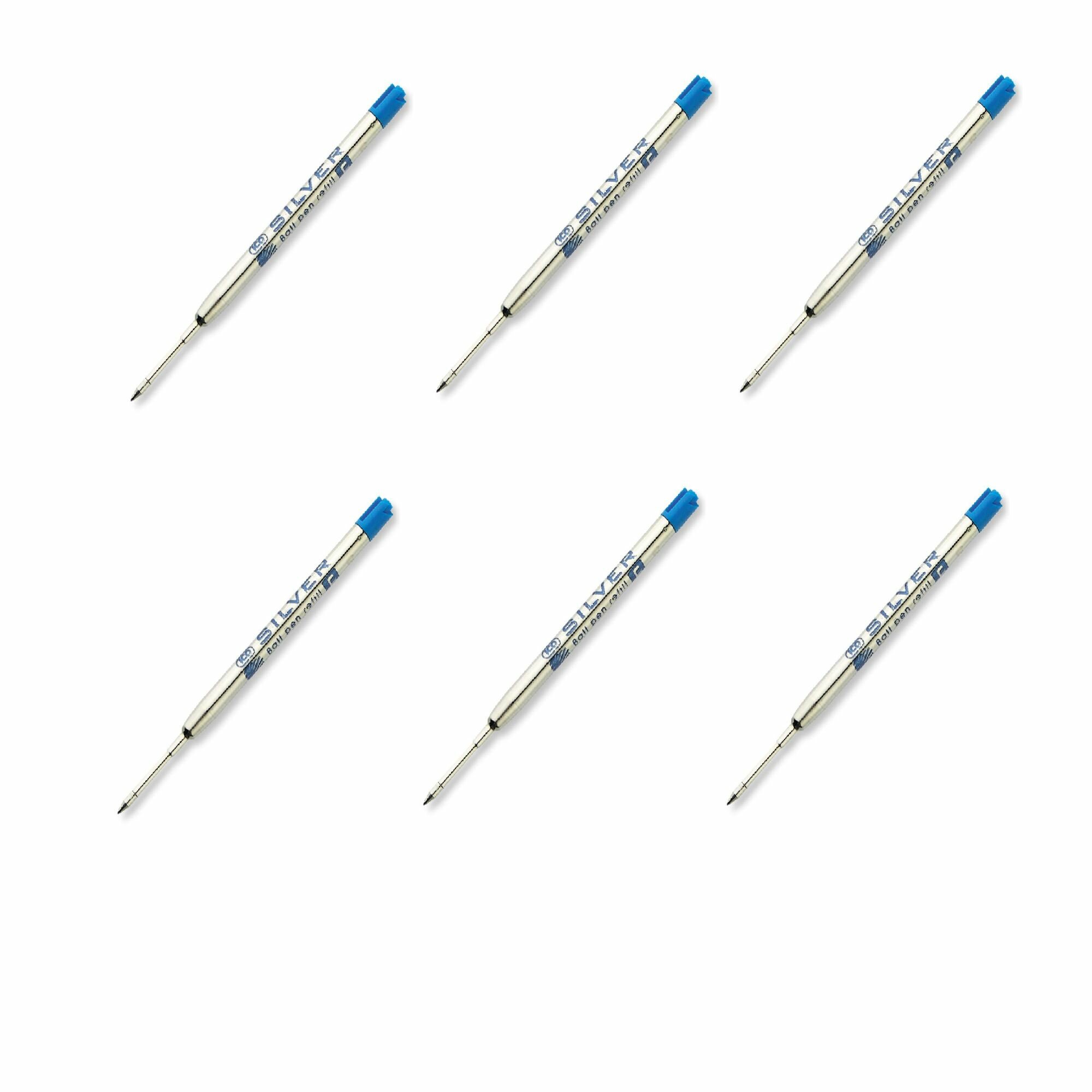 Ico Стержень шариковый Silver 98мм, синий, шар 0,5 мм, 6 уп/