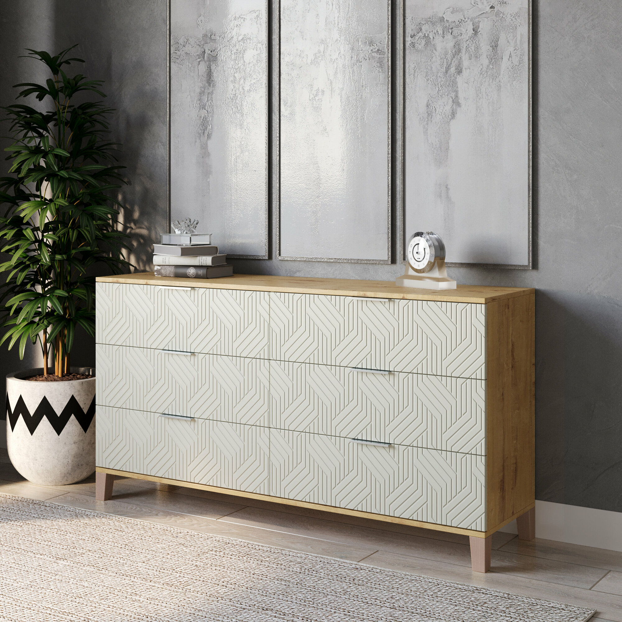 Комод для одежды, под телевизор, большой, в прихожую, на ножках, Марвин - 7 Сантьяго, 140х80х40 см