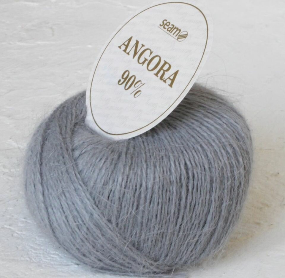 Пряжа Angora 90% Seam цвет 15 серый, 10шт*(112м/25г), 90% пух ангорского кролика 10% мериносовая шерсть
