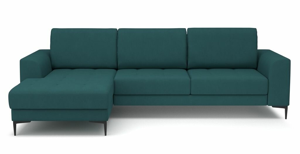 Угловой диван-кровать PUSHE раскладной Пьер 23, левый угол, велюр, зеленый Formula 697