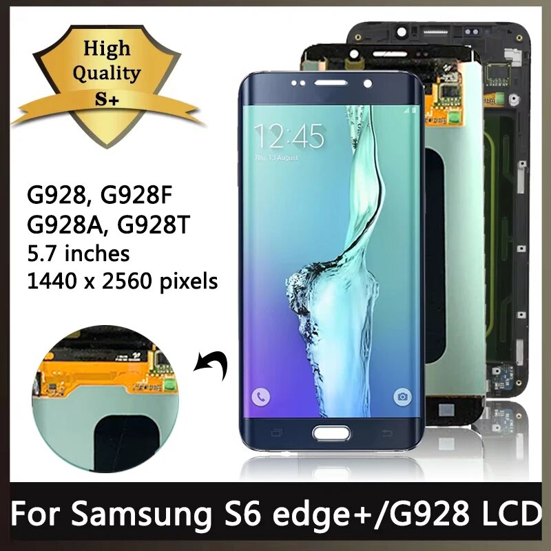 ЖК-дисплей Super AMOLED для Samsung s6 Edge + G928, сенсорный экран с дигитайзером в сборе для s6 Edge Plus G928F LCD G928F Blue Frame