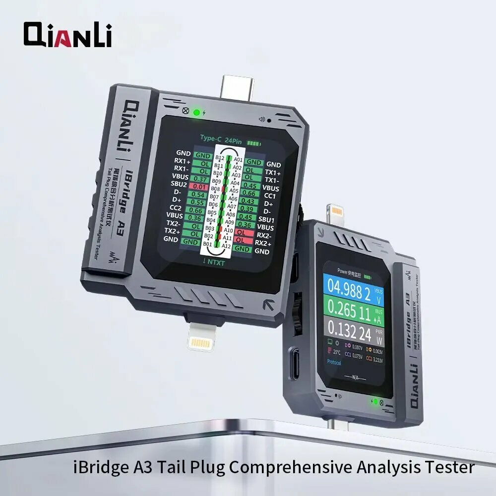 QIANLI iBridge A3 Интеллектуальный инструмент автоматического обнаружения с поддержкой Lightning и Type-C для ремонта