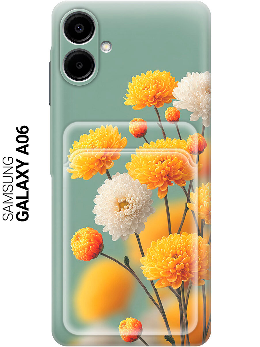 Силиконовый чехол на Samsung Galaxy A06 с принтом "Цветочная симфония" с карманом для карты
