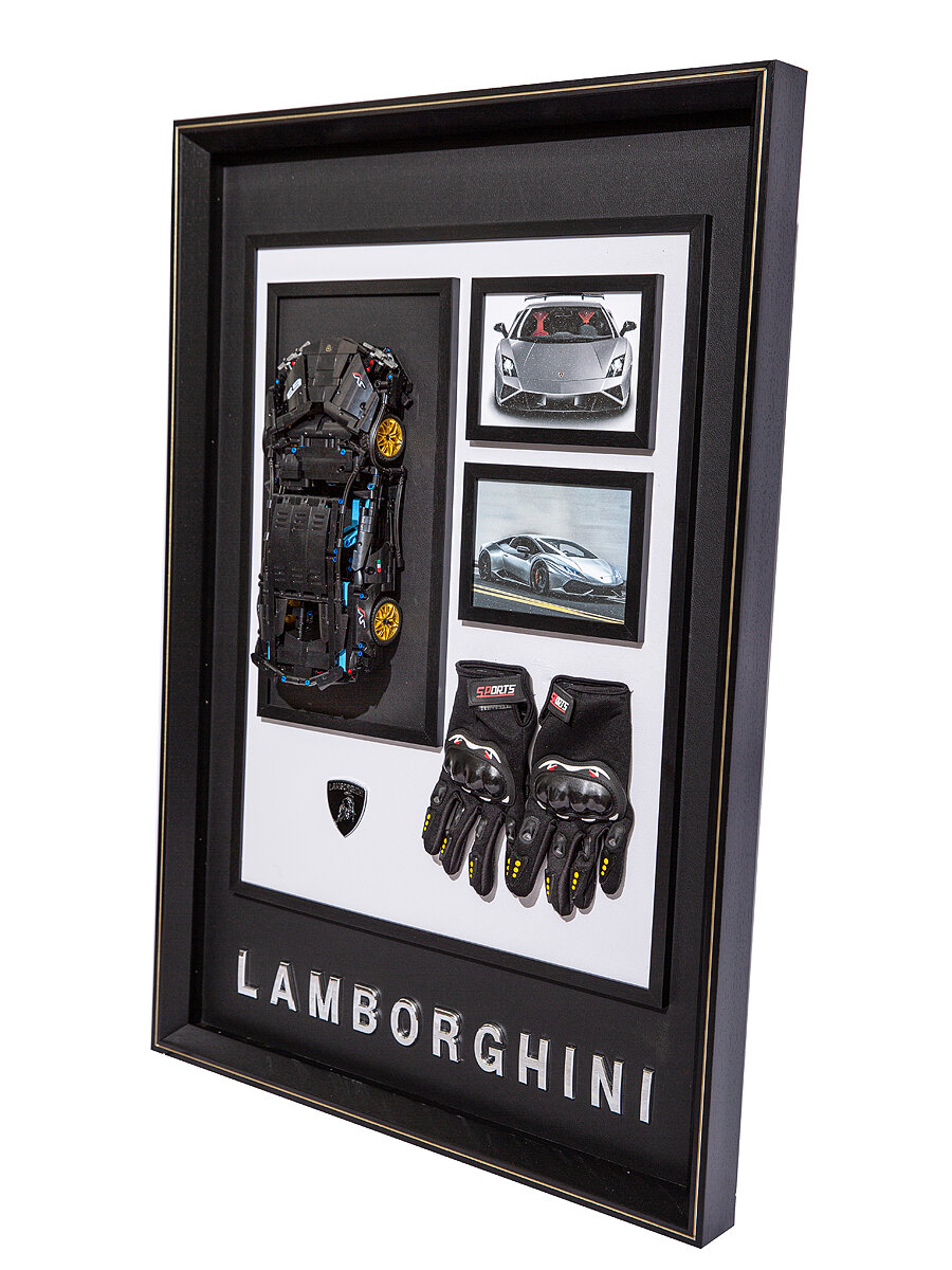 Панно на стену ручной работы "Lamborghini Black" для дизайна интерьера 100х70 см
