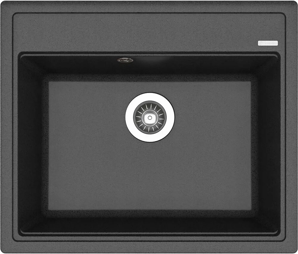 Мойка кухонная Florentina Липси кварцевая, 60x51, прямоугольная, мойка для кухни, черная, серая, матовая
