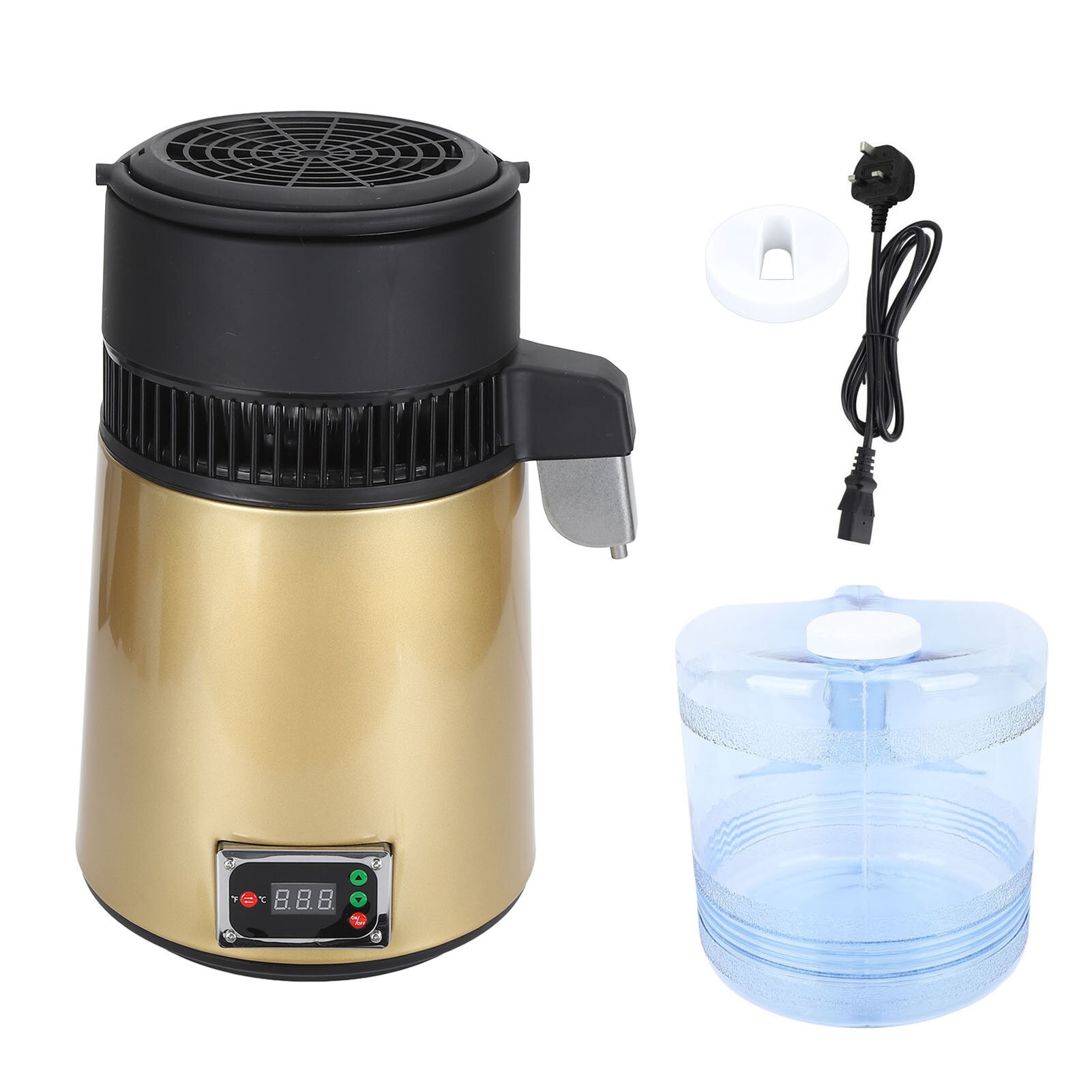 4L 750W Дистиллятор Воды Нержавеющая Сталь Автоматический Аппарат для Дома с Синим Контейнером и Вил