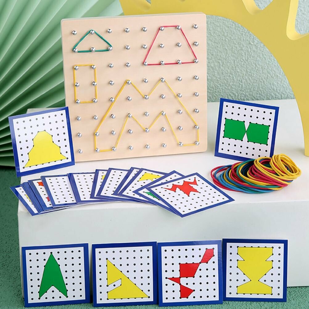Деревянная геопанель с гвоздями для детей, развивающая учебная игрушка для математики