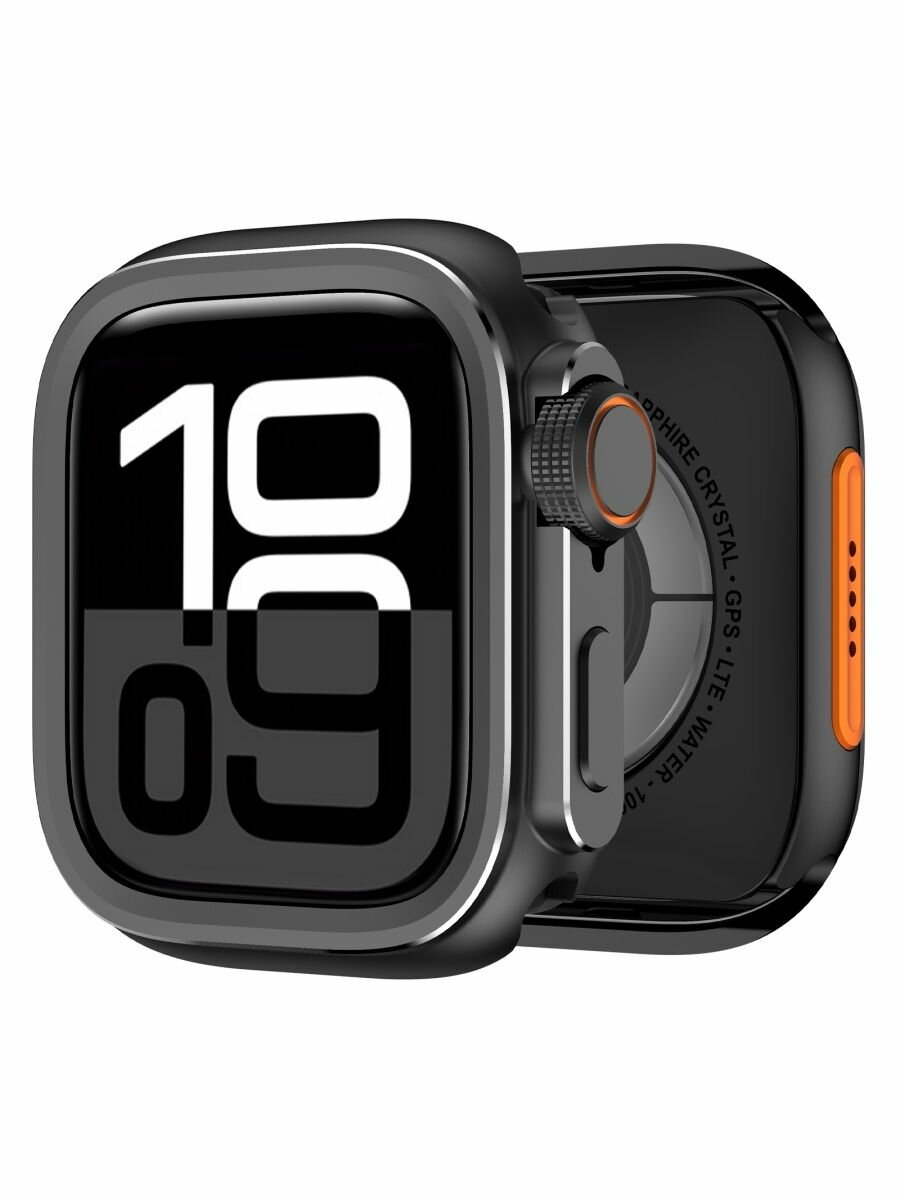Металлический чехол бампер для Apple Watch Series 4-6/ SE 44мм, с противоударными свойствами, мгновенно придаёт внешний вид Ultra